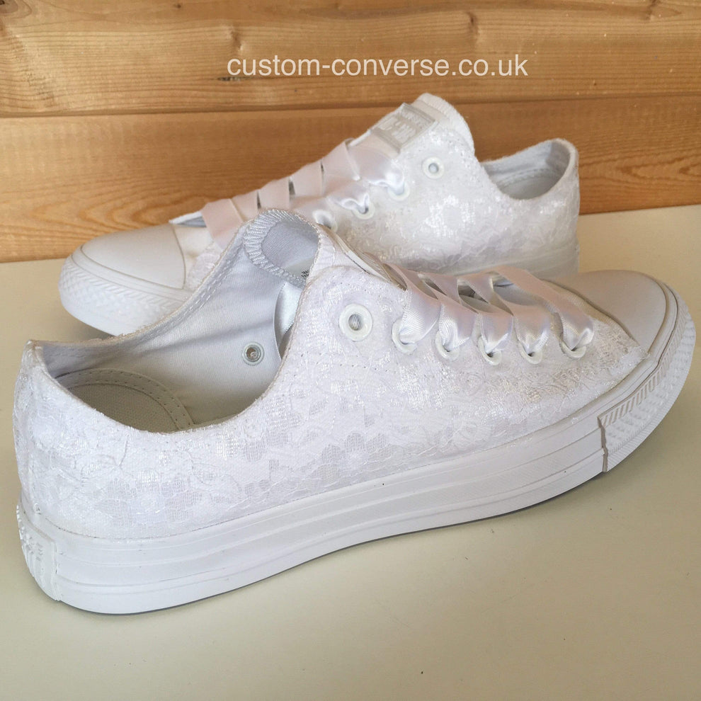Lace Covered Wedding Converse Custom Trainers