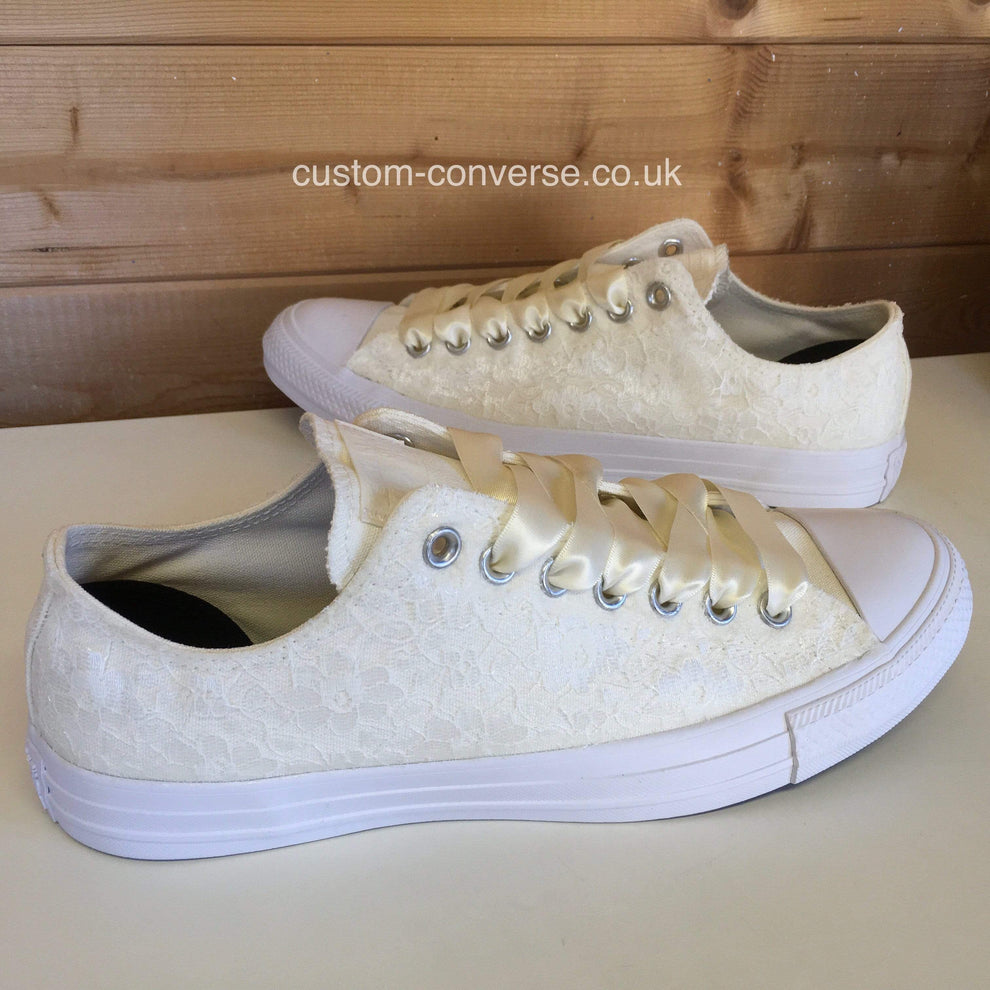 Lace Covered Wedding Converse Custom Trainers