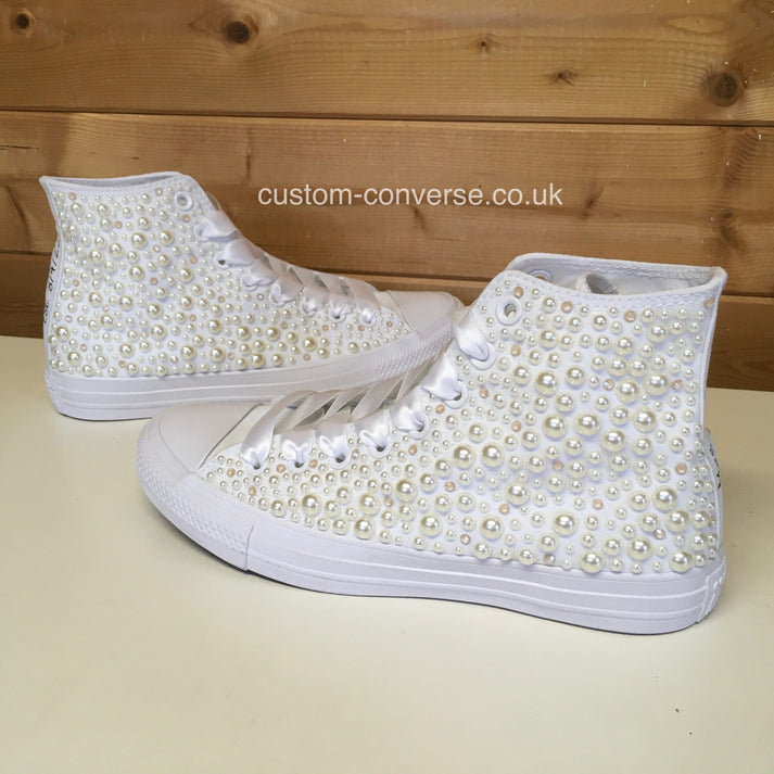 Mixed Pearl & Crystal Covering | Custom Converse Ltd.