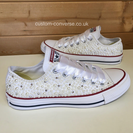 Mixed Pearl & Crystal Covering | Custom Converse Ltd.