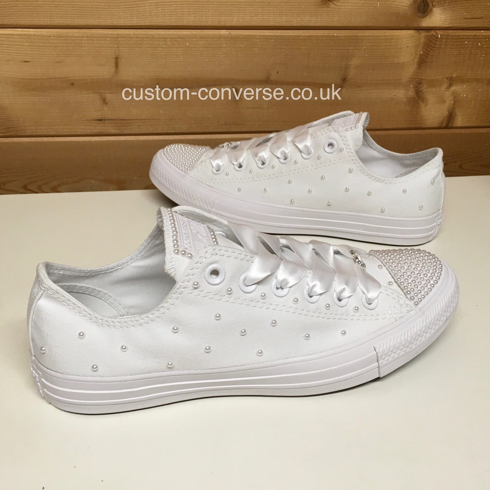 White Pearl Scatter Wedding Converse Custom Bridal Trainers